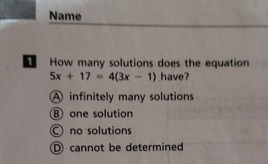 Solved NameHow many solutions does the equation | Chegg.com