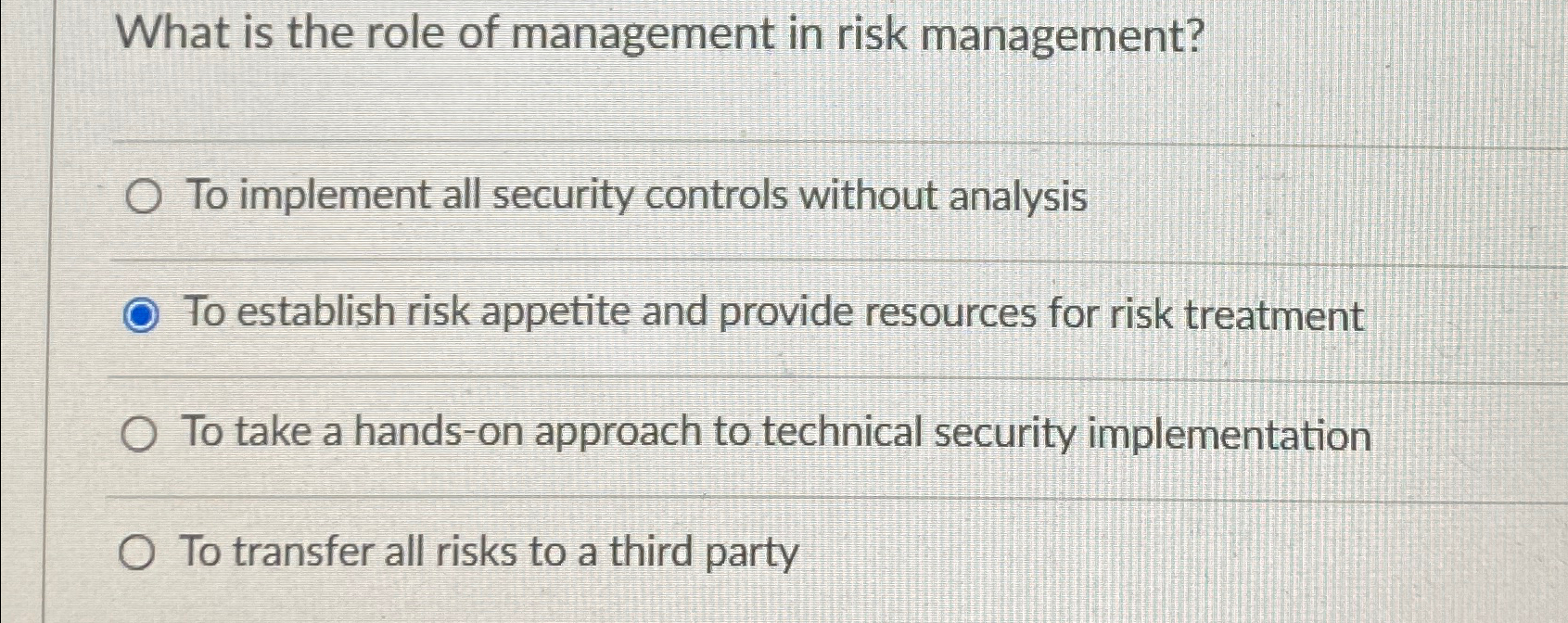 Solved What is the role of management in risk management?To | Chegg.com