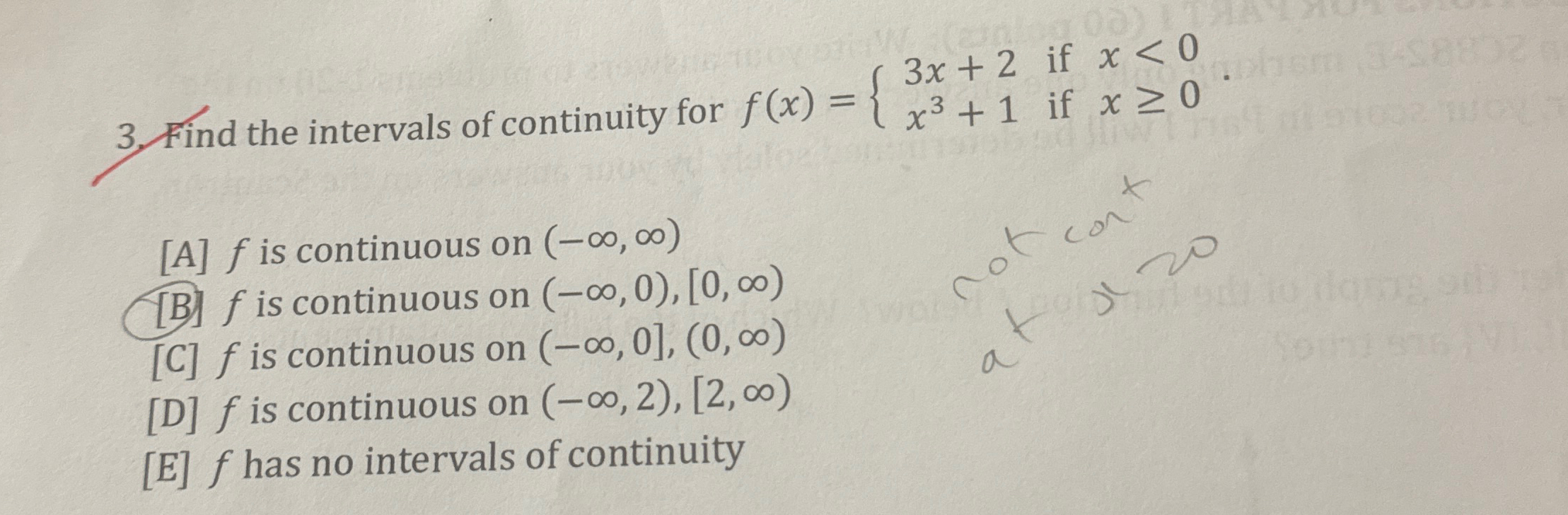 Solved [A] f ﻿is continuous on (-∞,∞)[B] f ﻿is continuous on | Chegg.com