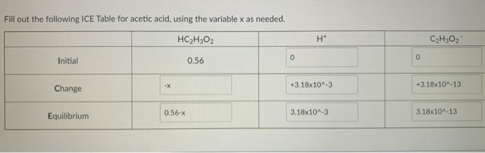 Solved The following four questions are about the acidic ICE | Chegg.com