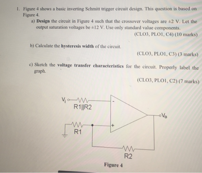 Solved 1. Figure 4 shows a basic inverting Schmitt trigger | Chegg.com