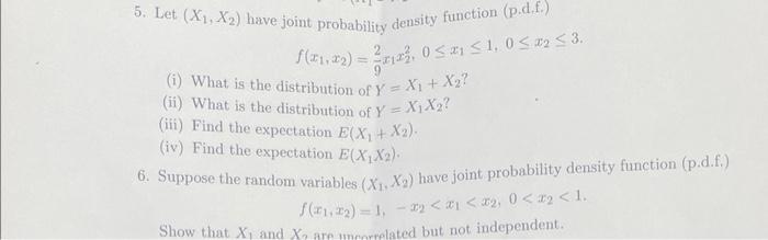 Solved 5. Let (X1,X2) have joint probability density | Chegg.com