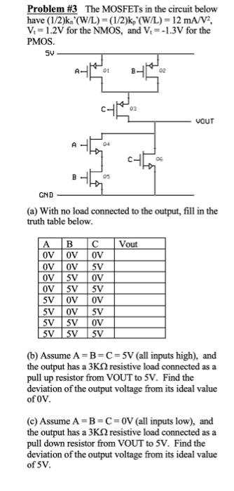 Problem \#3 The MOSFETs in the circuit below have | Chegg.com