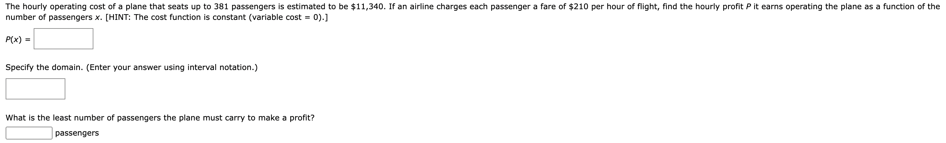 Solved number of passengers x. [HINT: The cost function is | Chegg.com
