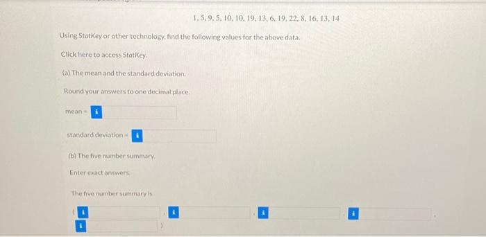 Solved Using Statkey Or Other Technology Find The Following