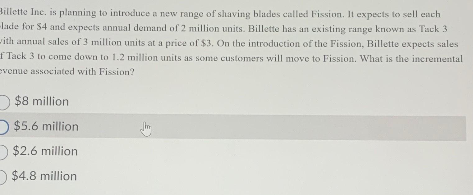 Solved Billette Inc. is planning to introduce a new range of | Chegg.com