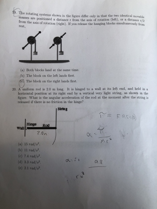 Solved de rotating systems shown in the figure differ only | Chegg.com