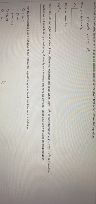 Solved Verify That The Indicated Function Y X Is An