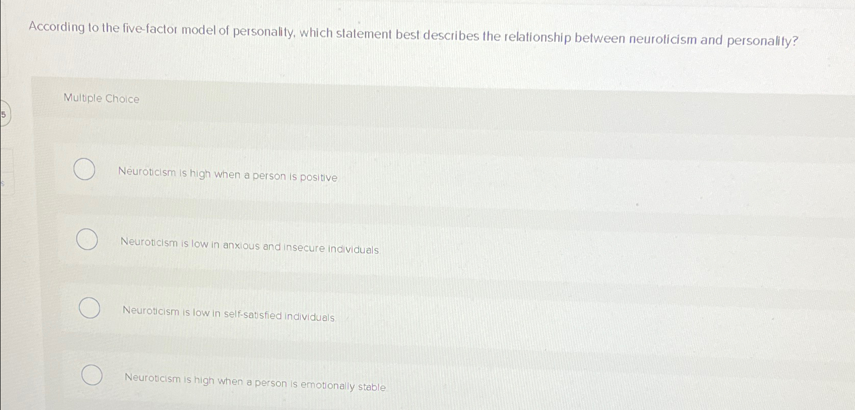 Solved According to the five-factor model of personality, | Chegg.com