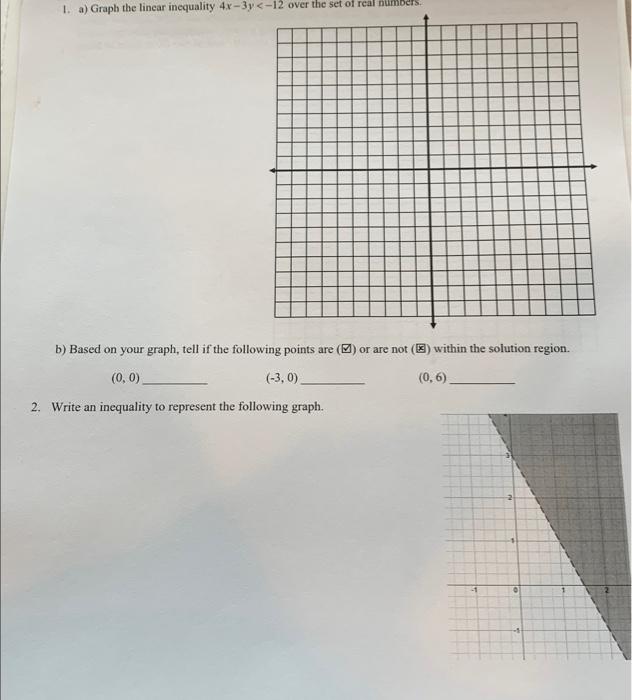 Solved 1. a) Graph the linear inequality 4x−3y