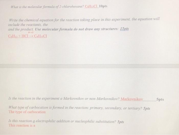 Solved What is the molecular formula of 2-chlorohexane? CHCL | Chegg.com