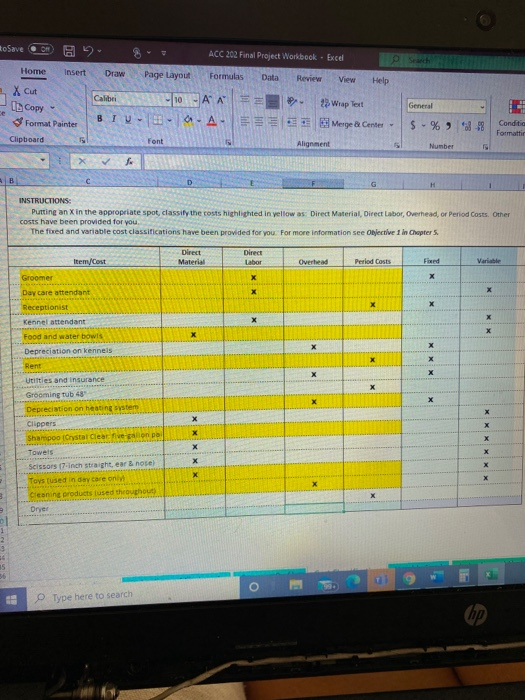 Solved Rosave ACC 202 Final Project Workbook. Excel Home | Chegg.com