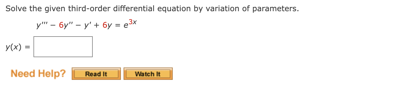 Solve The Given Third Order Differential Equation By