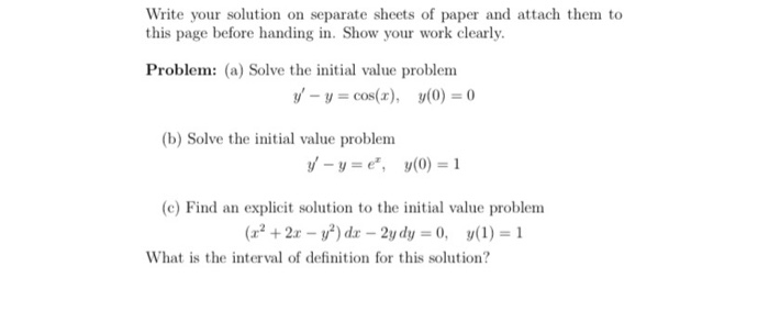 Solved Write your solution on separate sheets of paper and | Chegg.com