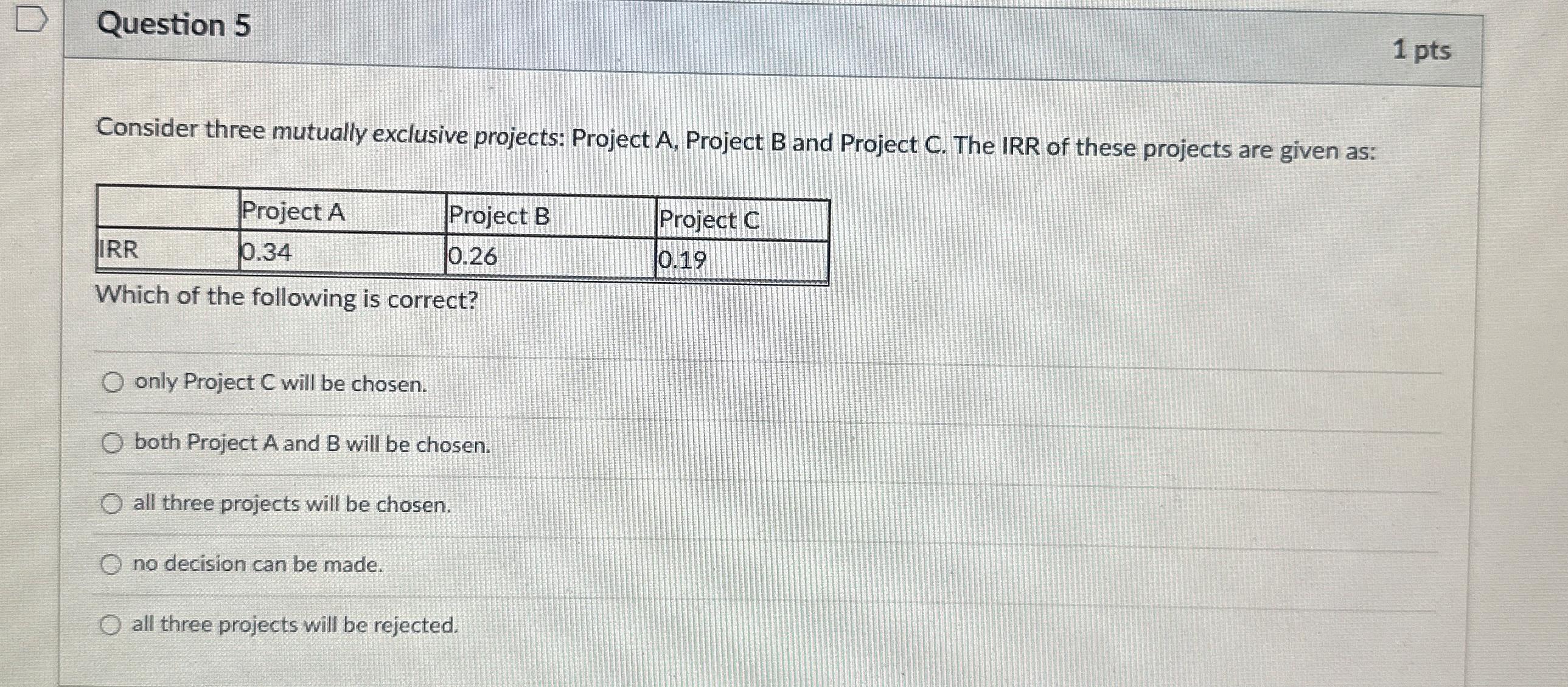 Solved Question 51 ﻿ptsConsider three mutually exclusive | Chegg.com