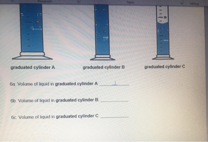 Solved Part 6. Measuring volume of liquid using a graduated | Chegg.com