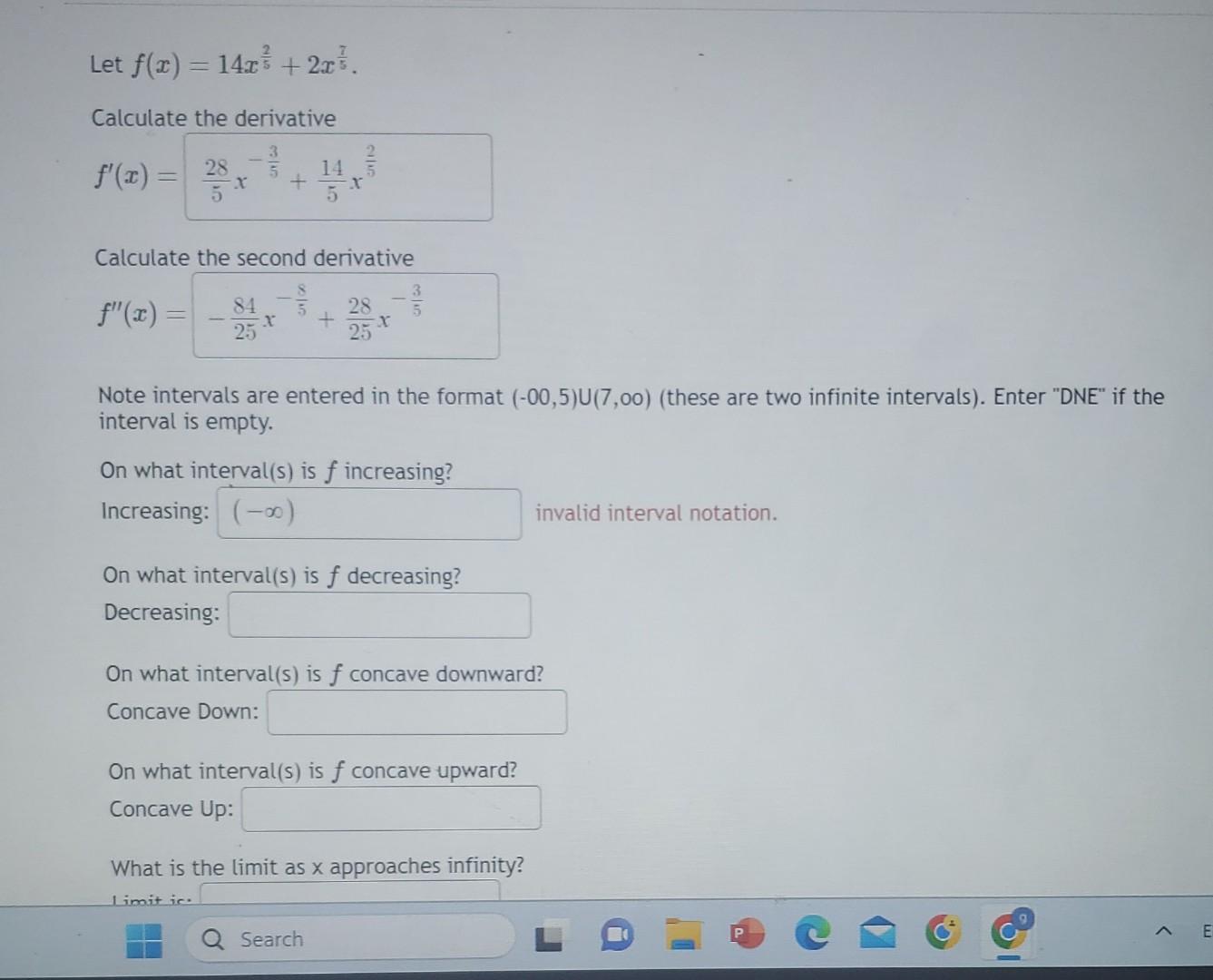 Solved Let f(x)=14x52+2x57. Calculate the derivative | Chegg.com