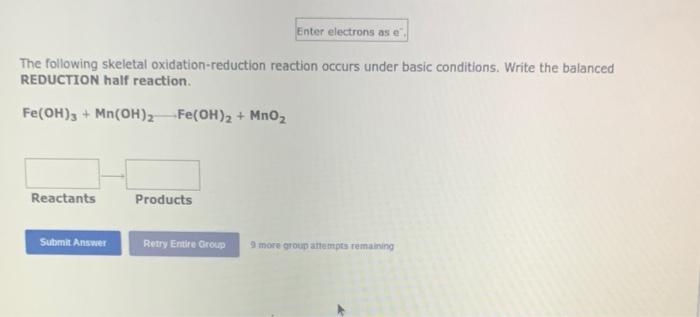 [Solved]: The following skeletal oxidation-reduction reacti