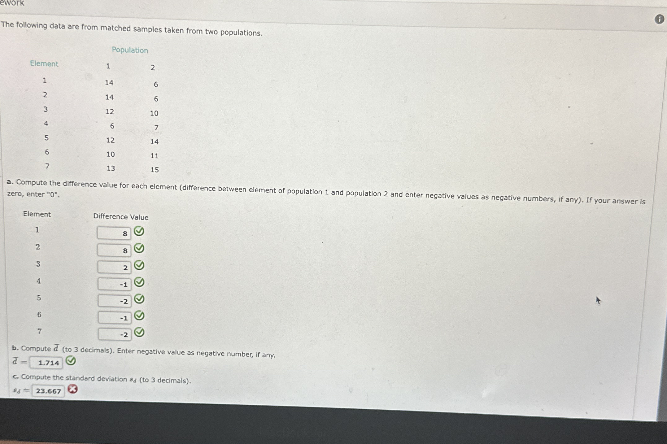 Solved The following data are from matched samples taken | Chegg.com