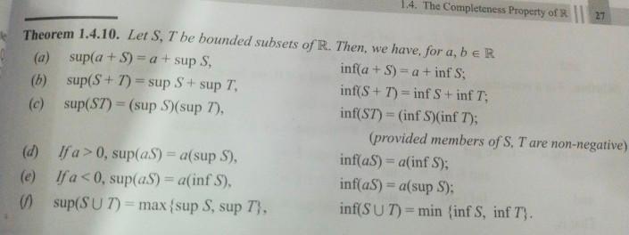 Solved 1.4. ﻿The Completeness Property of R.27Theorem | Chegg.com