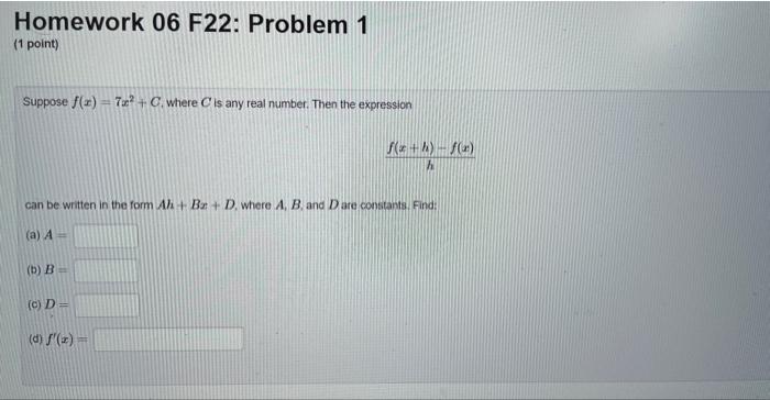 Solved Homework 06 F22: Problem 1 (1 point) Suppose | Chegg.com