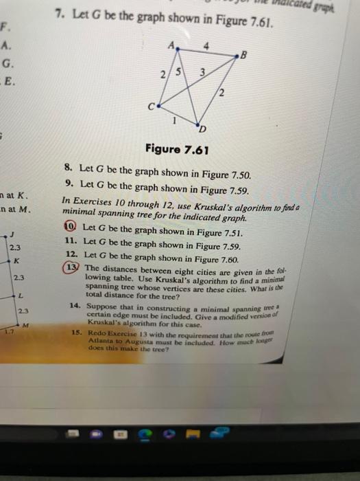 Solved 7. Let G be the graph shown in Figure 7.61. Figure | Chegg.com