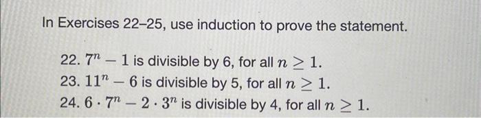 Solved In Exercises 22-25, use induction to prove the | Chegg.com