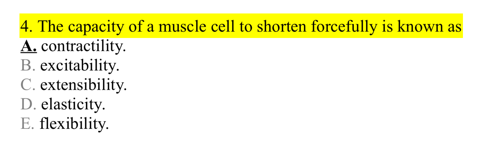 Solved The capacity of a muscle cell to shorten forcefully | Chegg.com