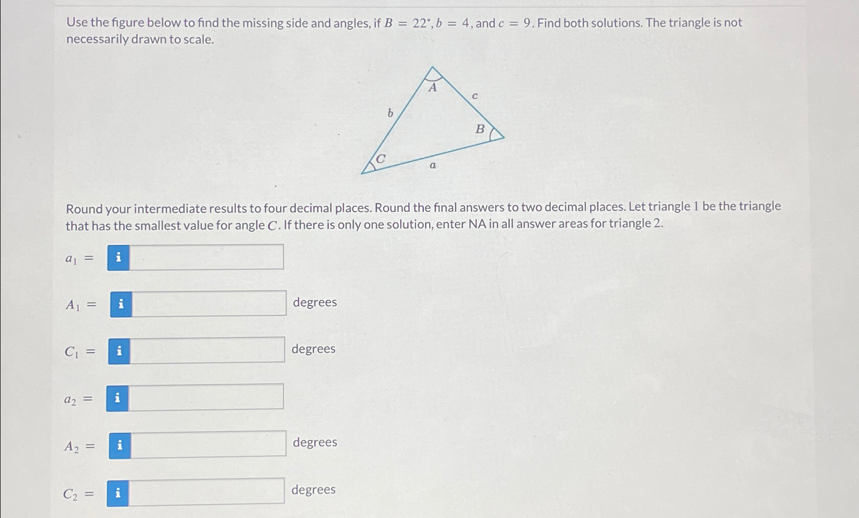 Solved Use the figure below to find the missing side and | Chegg.com