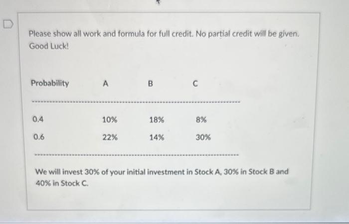 Solved What is the co-variance between Stock A and Stock C ? | Chegg.com