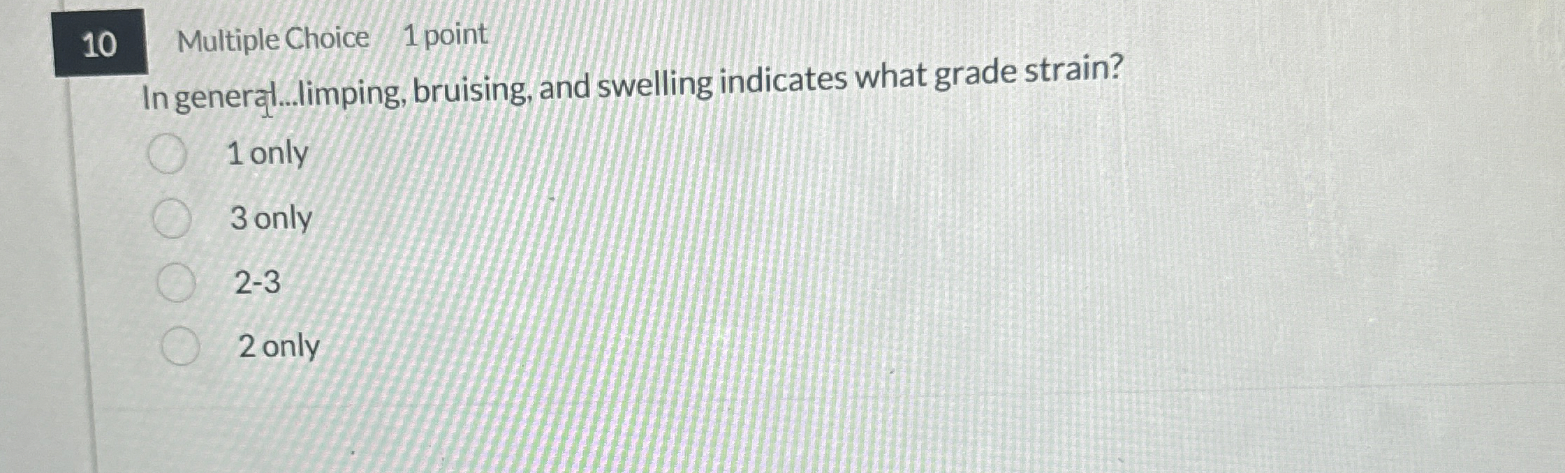 Solved 10Multiple Choice1 ﻿pointIn generat...limping, | Chegg.com
