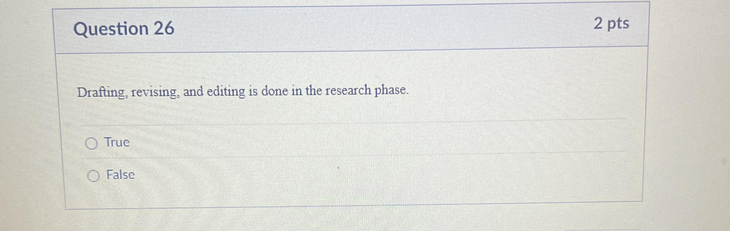 Solved Question 26Drafting, revising, and editing is done in | Chegg.com
