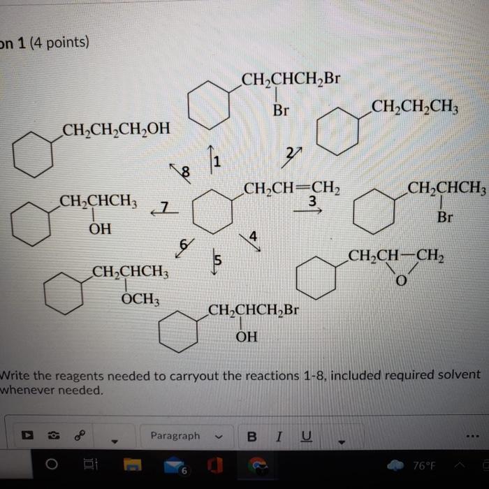 Solved on 1 (4 points) CH2CHCHBr Br CH2CH2CH3 CH2CH2CH OH 18 | Chegg.com