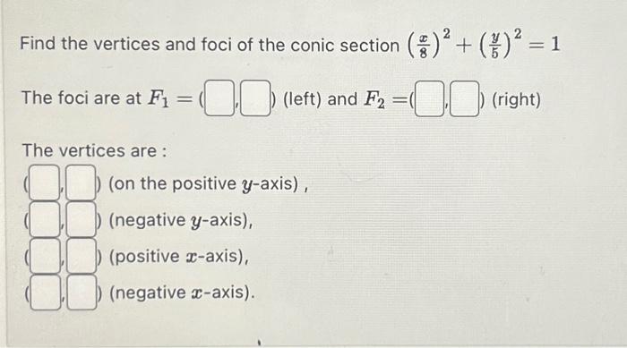 Solved Find the vertices and foci of the conic section | Chegg.com