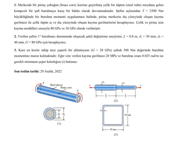 1- A composite shaft consisting of a steel tube | Chegg.com