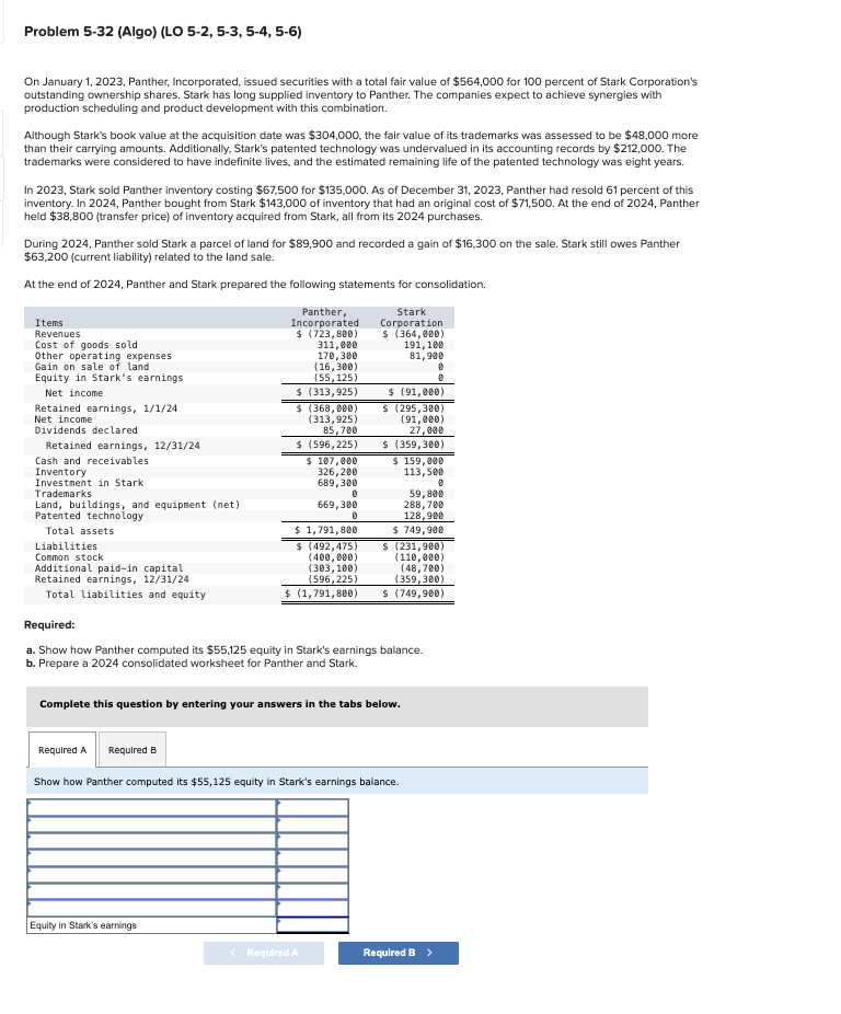 Solved Problem 5-32 (Algo) (LO 5-2, 5-3, 5-4, 5-6)On | Chegg.com