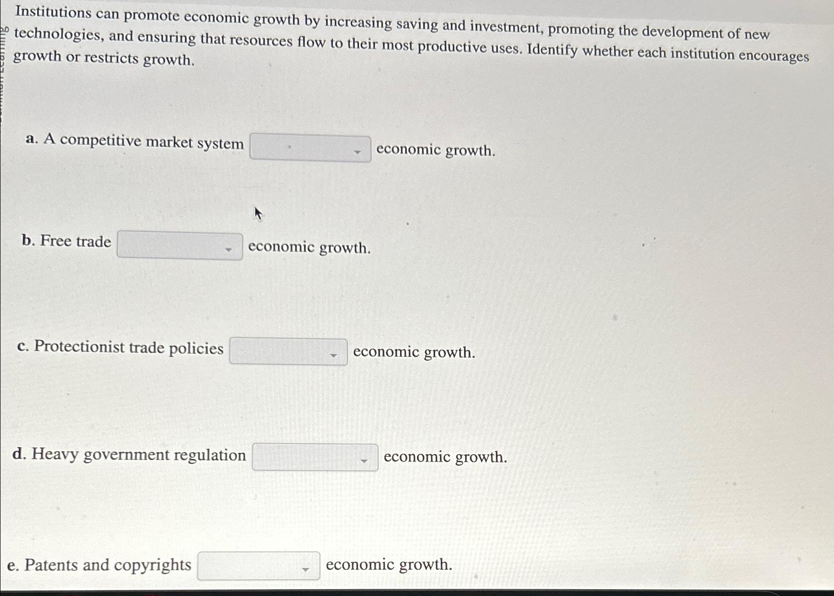 Solved Institutions can promote economic growth by | Chegg.com