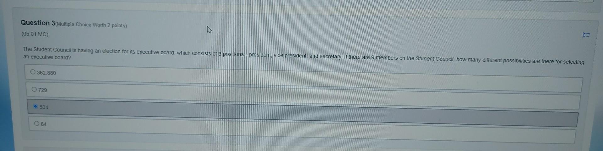 Solved Question 3 (Multiple Choice Worth 2 points) (05.01 | Chegg.com