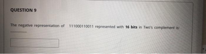 Solved QUESTION 9 The negative representation of | Chegg.com