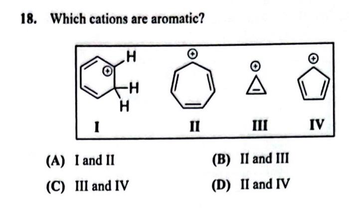 Solved 18. Which cations are aromatic? | Chegg.com