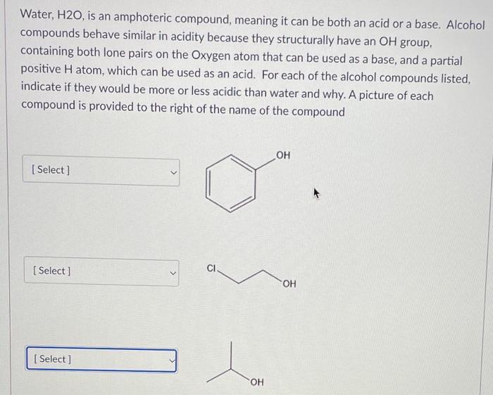 Solved Water, H20, is an amphoteric compound, meaning it can | Chegg.com