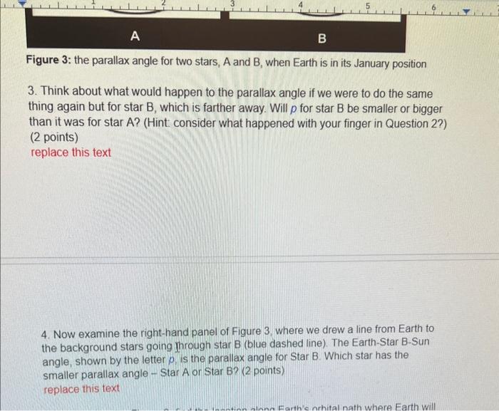 Figure 3: the parallax angle for two stars, A and B, | Chegg.com