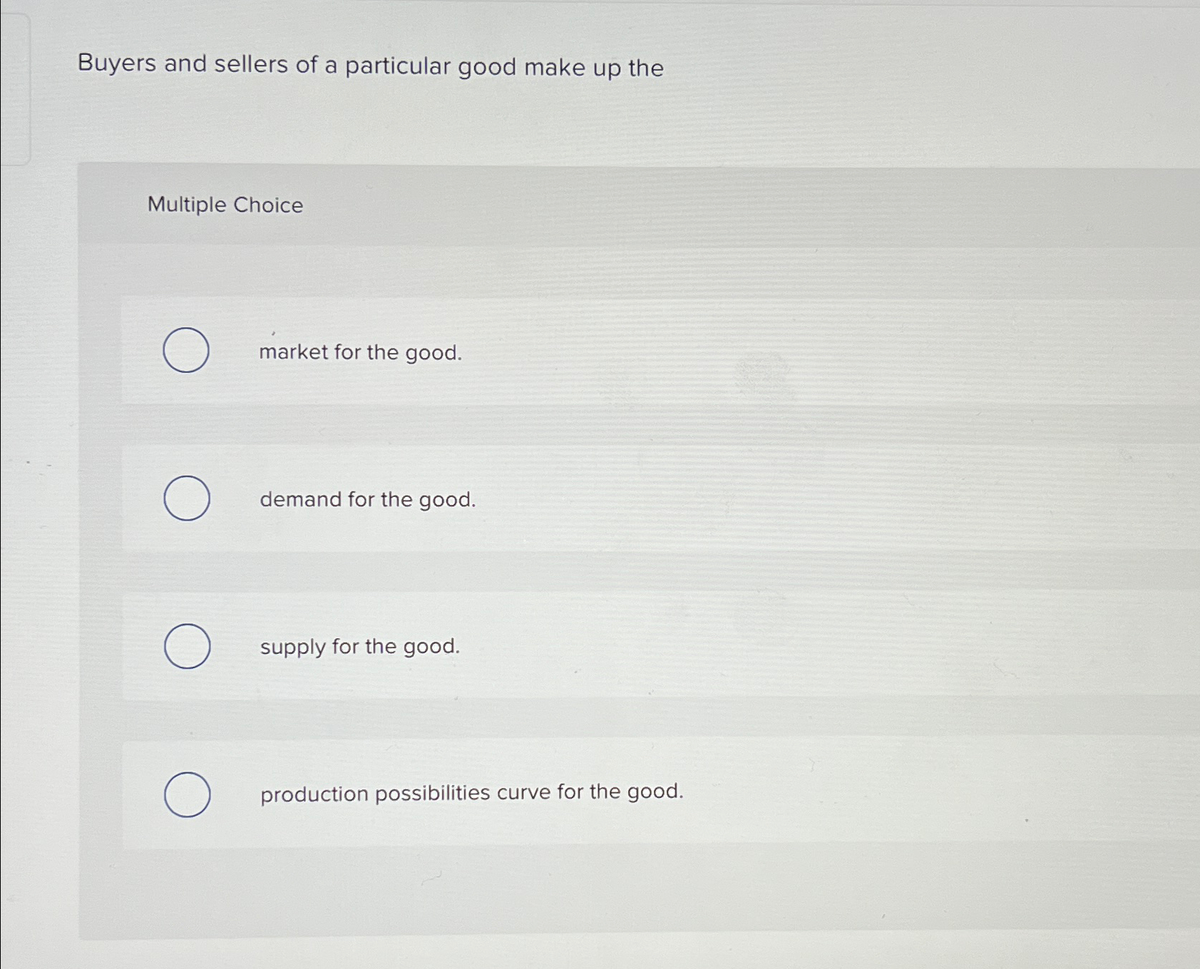 Solved Buyers and sellers of a particular good make up | Chegg.com