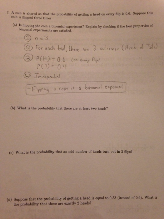 Solved A coin is altered so that the probability of getting | Chegg.com