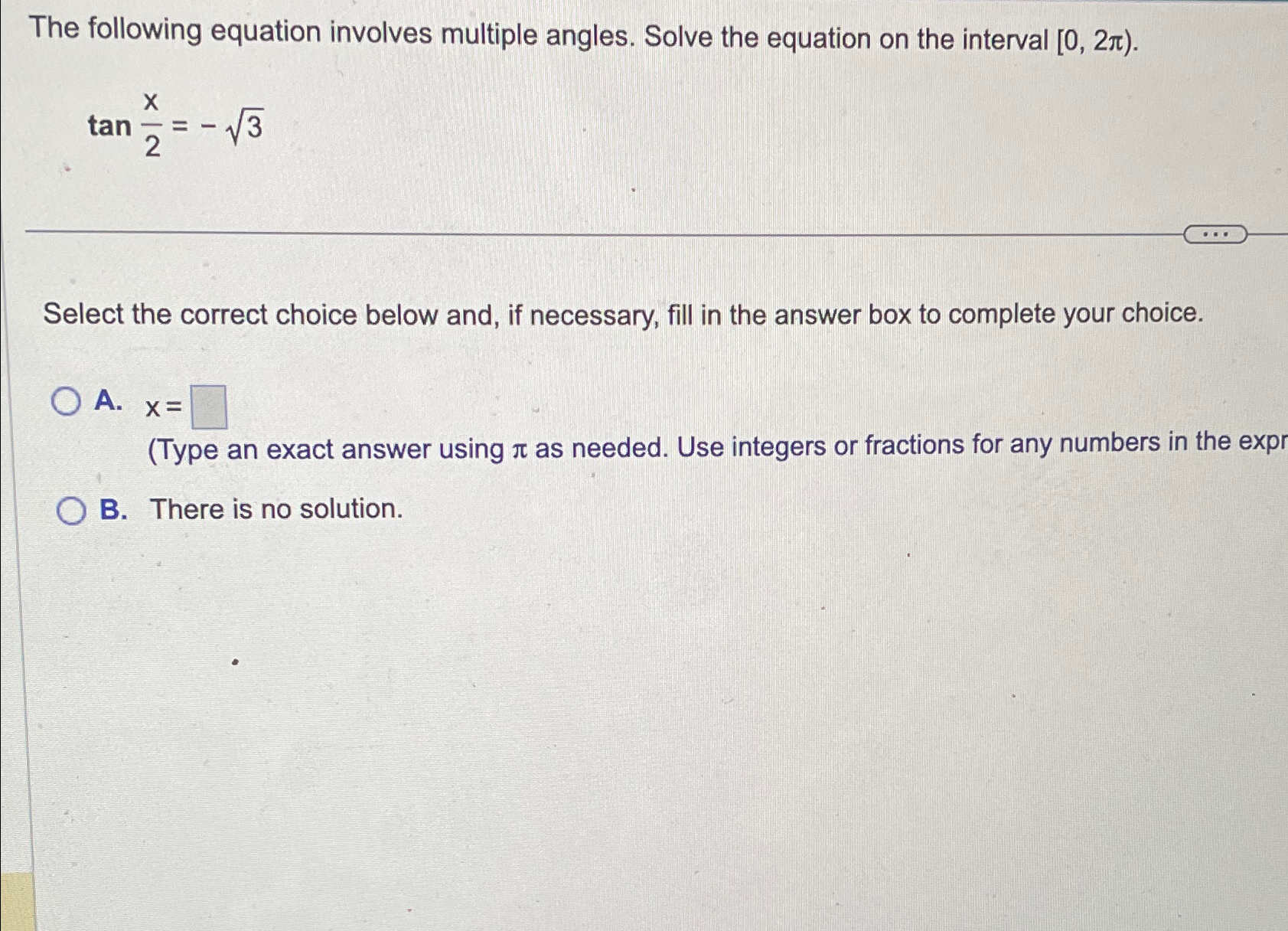 Solved The following equation involves multiple angles. | Chegg.com