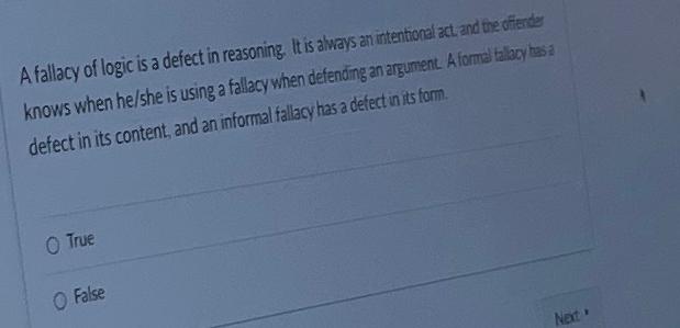 Solved A fallacy of logic is a defect in reasoning. It is | Chegg.com