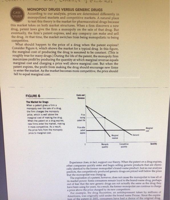 Solved cada nits MONOPOLY DRUGS VERSUS GENERIC DRUGS CASE | Chegg.com