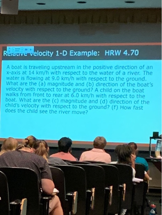 Solved Relative velocity 1-D Example: HRW 4.70 A boat is | Chegg.com