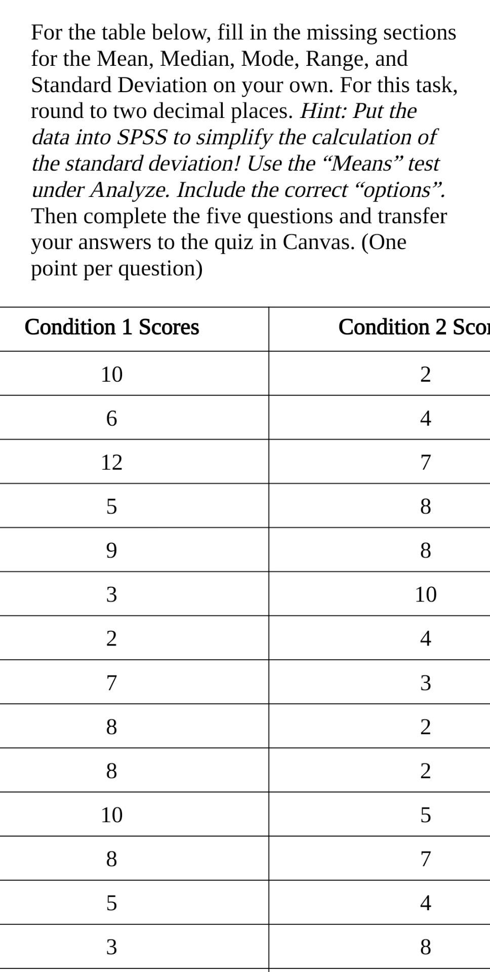 Solved For the table below, fill in the missing sections for | Chegg.com