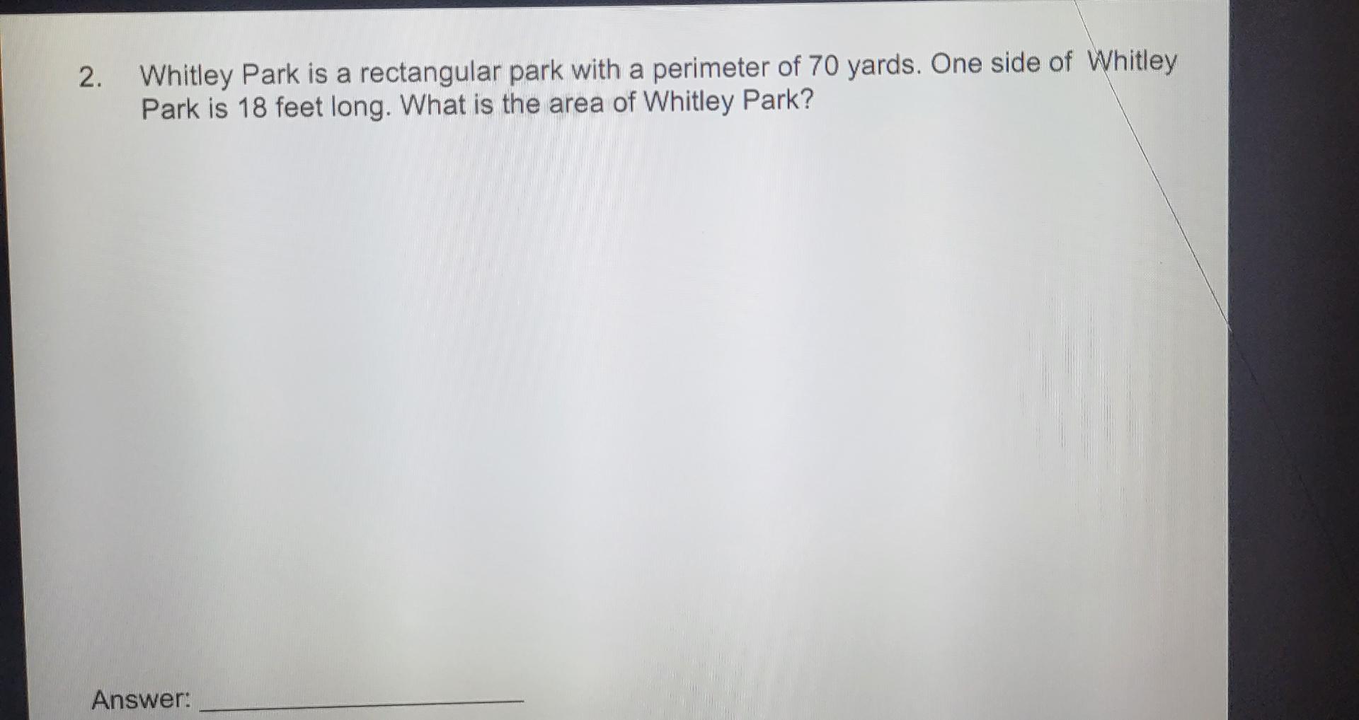 Solved Whitley Park is a rectangular park with a perimeter | Chegg.com